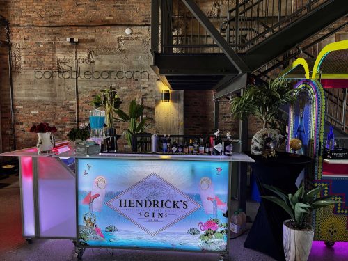 LED Lighted Portable Bar on Wheels for Events & Mobile Bartending - 5'