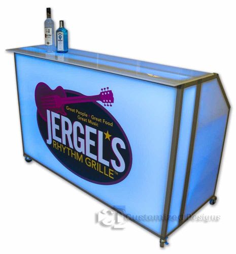 LED Lighted Portable Bar on Wheels for Events & Mobile Bartending - 5'