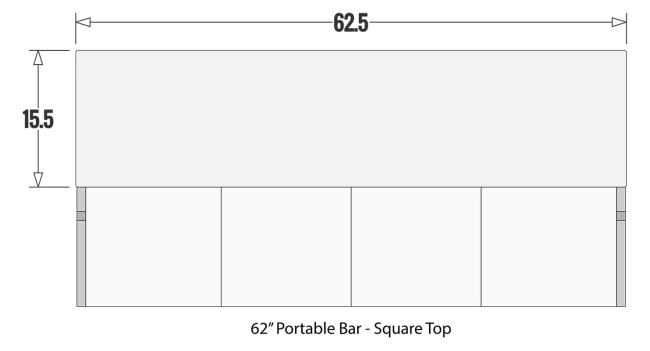 Square Bar Top for 62" Portable Bar - Portable Bars by Customized Designs