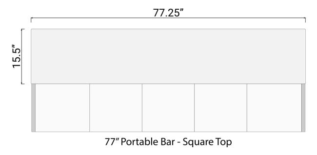Square Bar Top for 77" Portable Bar - Portable Bars